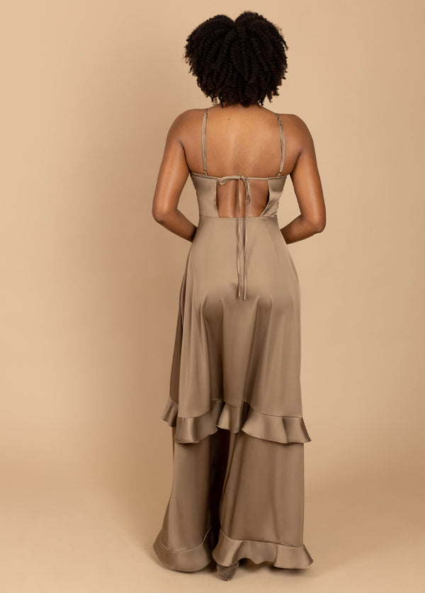 Allona Dress in Taupe - Joyfolie