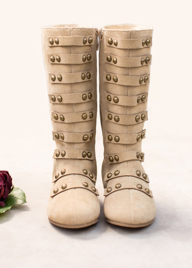 Freya Leather Boot in Tan Suede - Joyfolie