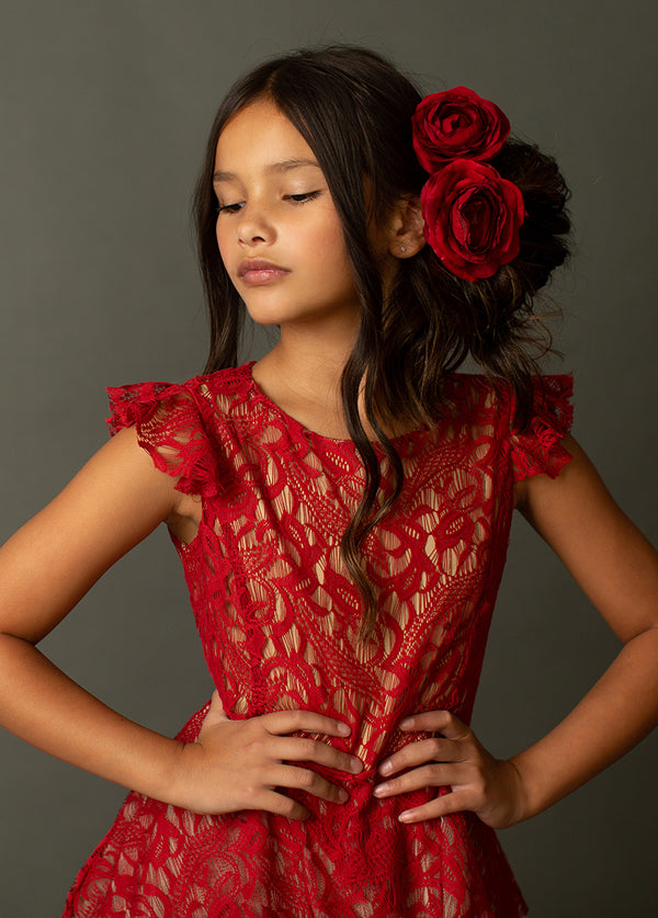 Azalea Dress in Scarlet - Joyfolie