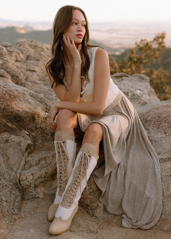 Kiko Tall Boots in Tan - Joyfolie