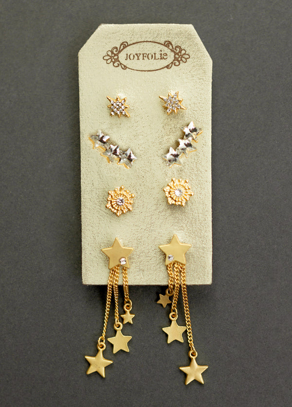 Cosmo Stud Set in Matte Gold - Joyfolie