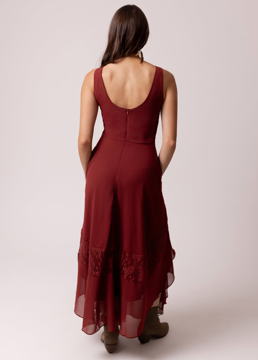 Eirini Dress in Wine - Joyfolie