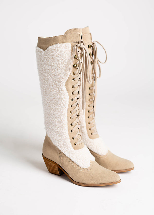 Kiko Tall Boots in Tan - Joyfolie