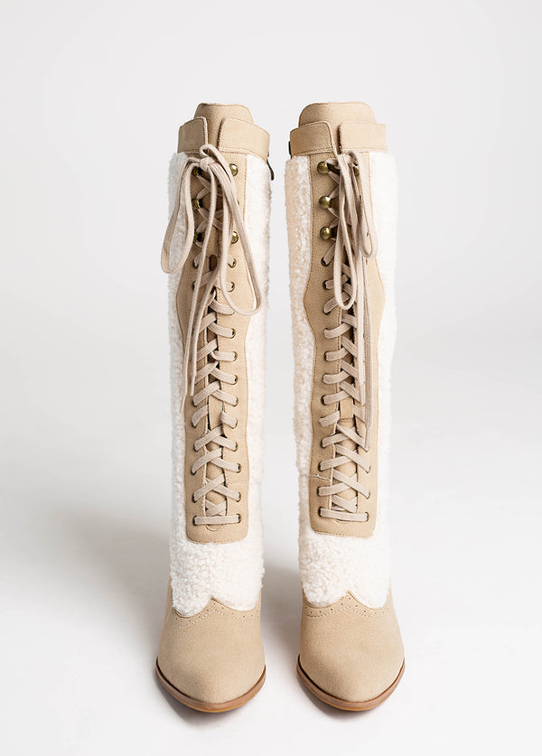 Kiko Tall Boots in Tan - Joyfolie