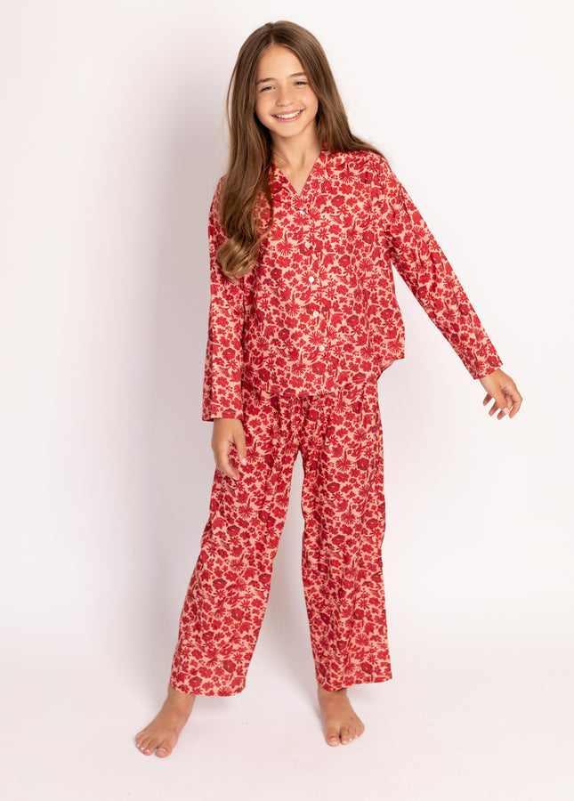 Lyanne PJ Set in Red Floral - Joyfolie