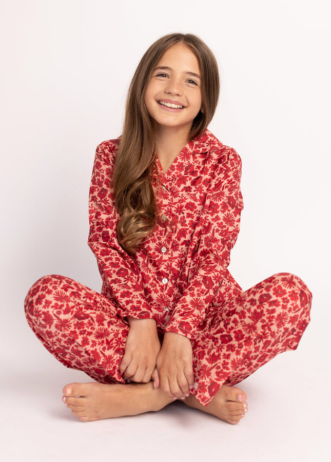 Lyanne PJ Set in Red Floral - Joyfolie