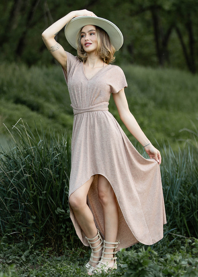 Novalie Dress in Heather Desert Shell - Joyfolie