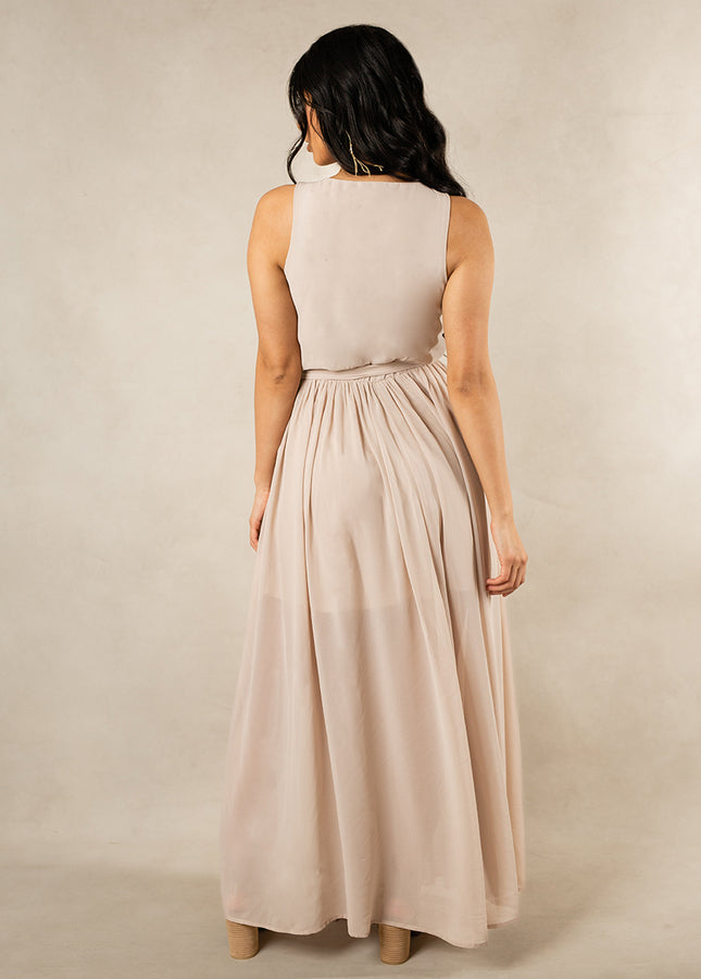 Miriam Dress in Sand | Bridesmaid | Sleeveless Maxi | Joyfolie Bridal