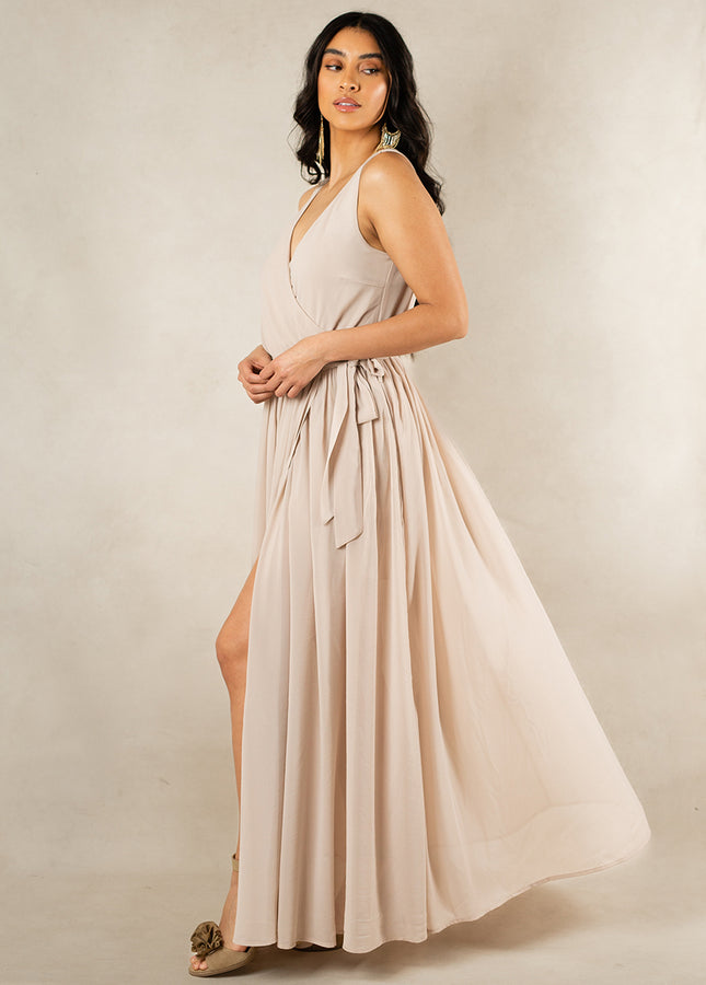 Miriam Dress in Sand | Bridesmaid | Sleeveless Maxi | Joyfolie Bridal