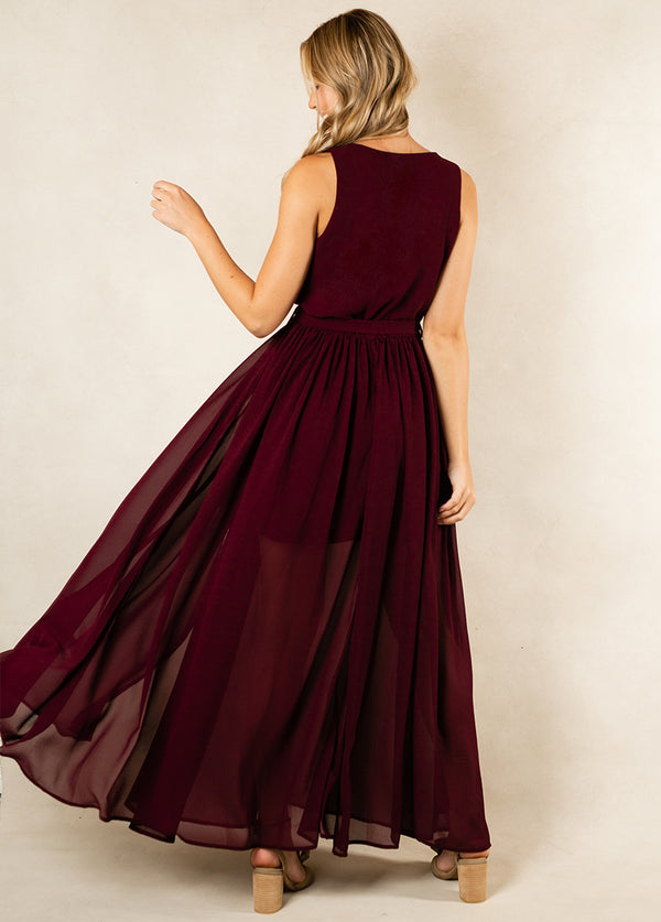 Miriam Dress in Plum | Bridesmaid | Sleeveless Maxi | Joyfolie Bridal