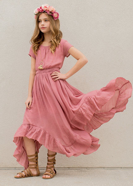Briley Dress in Dusty Rose | Boho Maxi Dress | Joyfolie