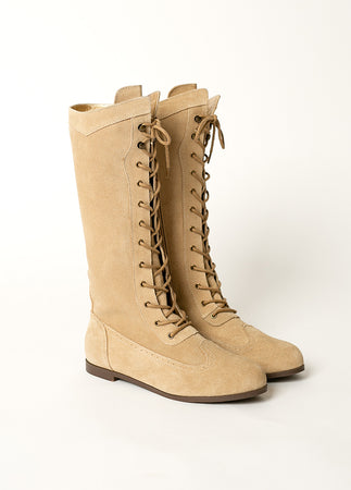 Aelin Leather Boot in Distressed Tan - Joyfolie