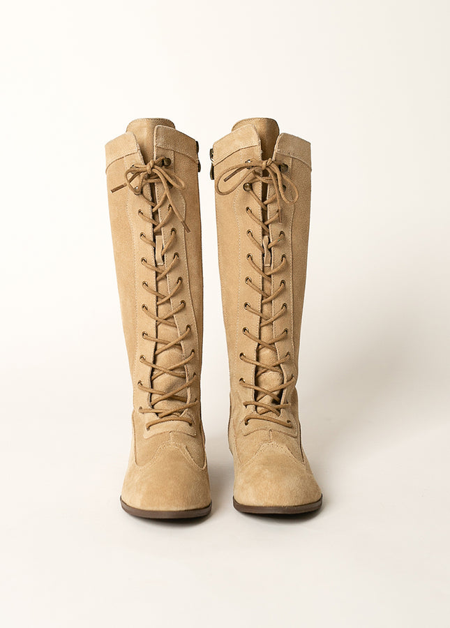 Aelin Leather Boot in Distressed Tan - Joyfolie