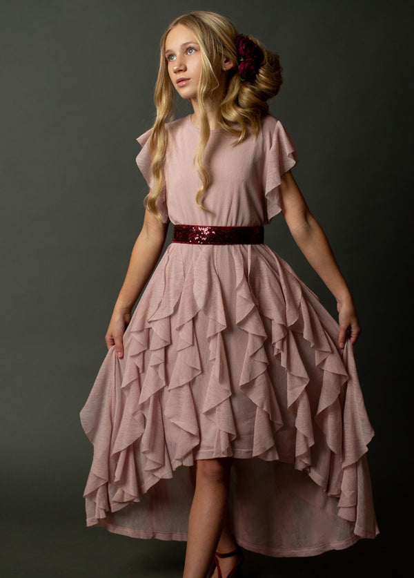 Molly Sequin Belt in Burgundy - Joyfolie