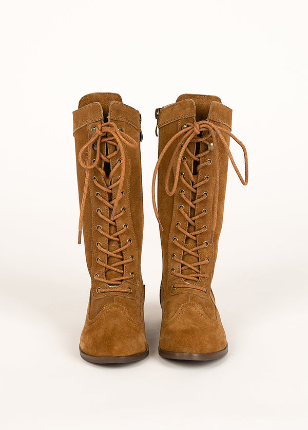 Aelin Leather Boot in Distressed Nutmeg - Joyfolie